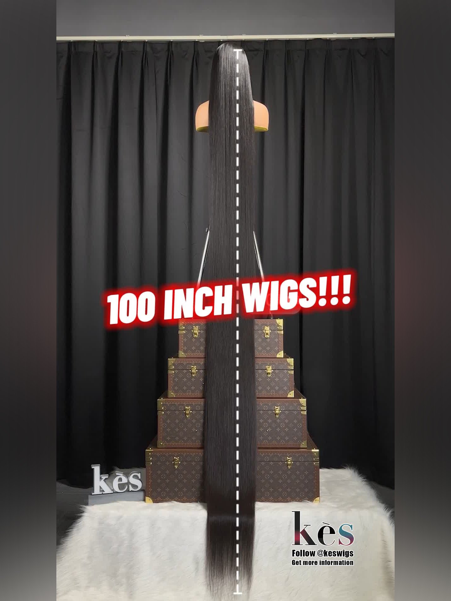 100 Inches Keswigs Extra Long 13×6 HD lace front straight virgin human ...